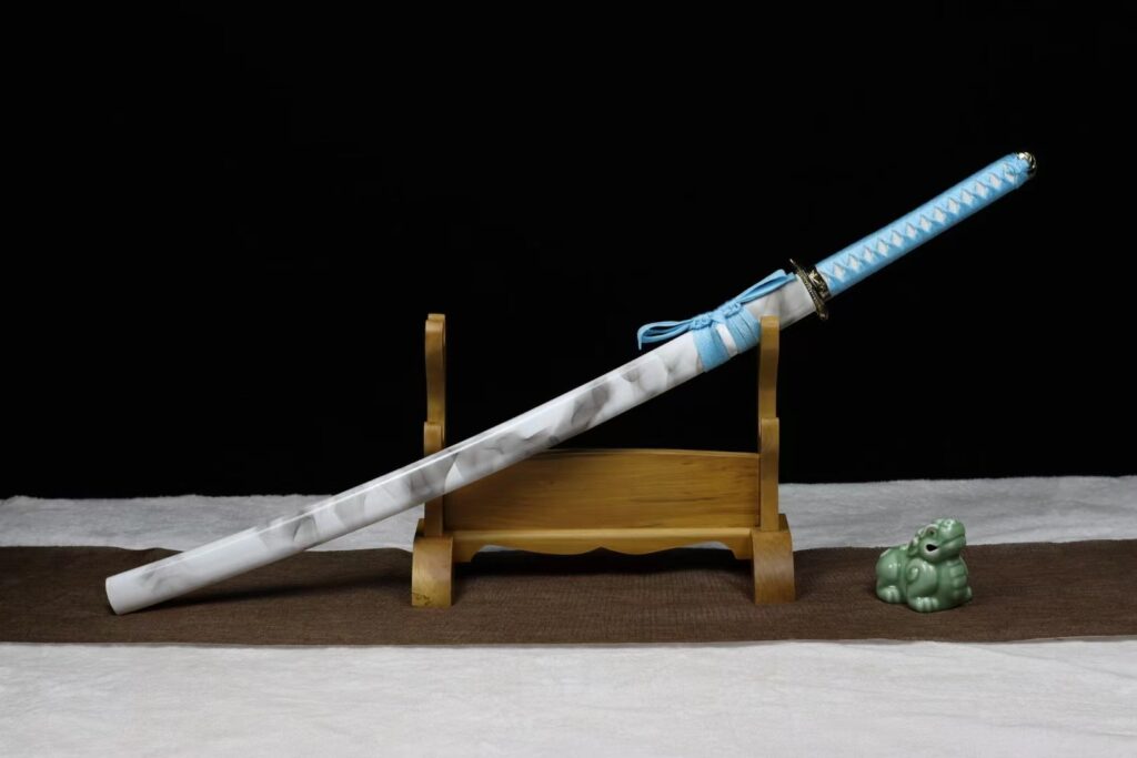 Handmade Wooden Katana Bamboo Swords White Scabbard With Bamboo Blade ...