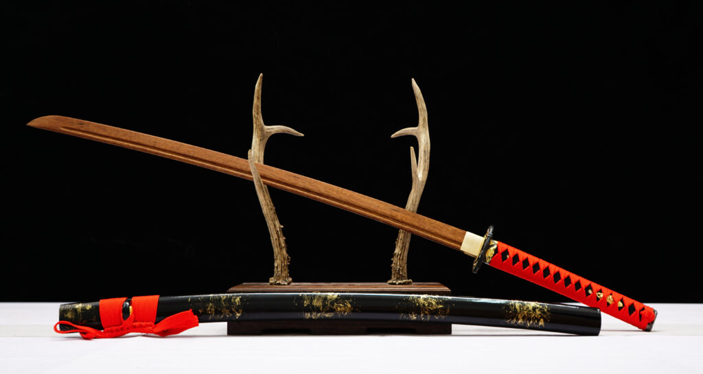 Handmade Wooden Katana Japanese Katana Sword Black-gold Scabbard With ...