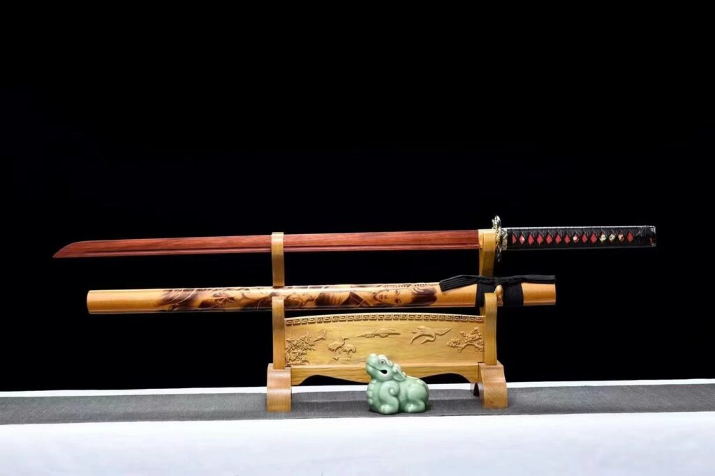 Handmade Wooden Japanese Samurai Sword Mahogany Blade And Golden ...